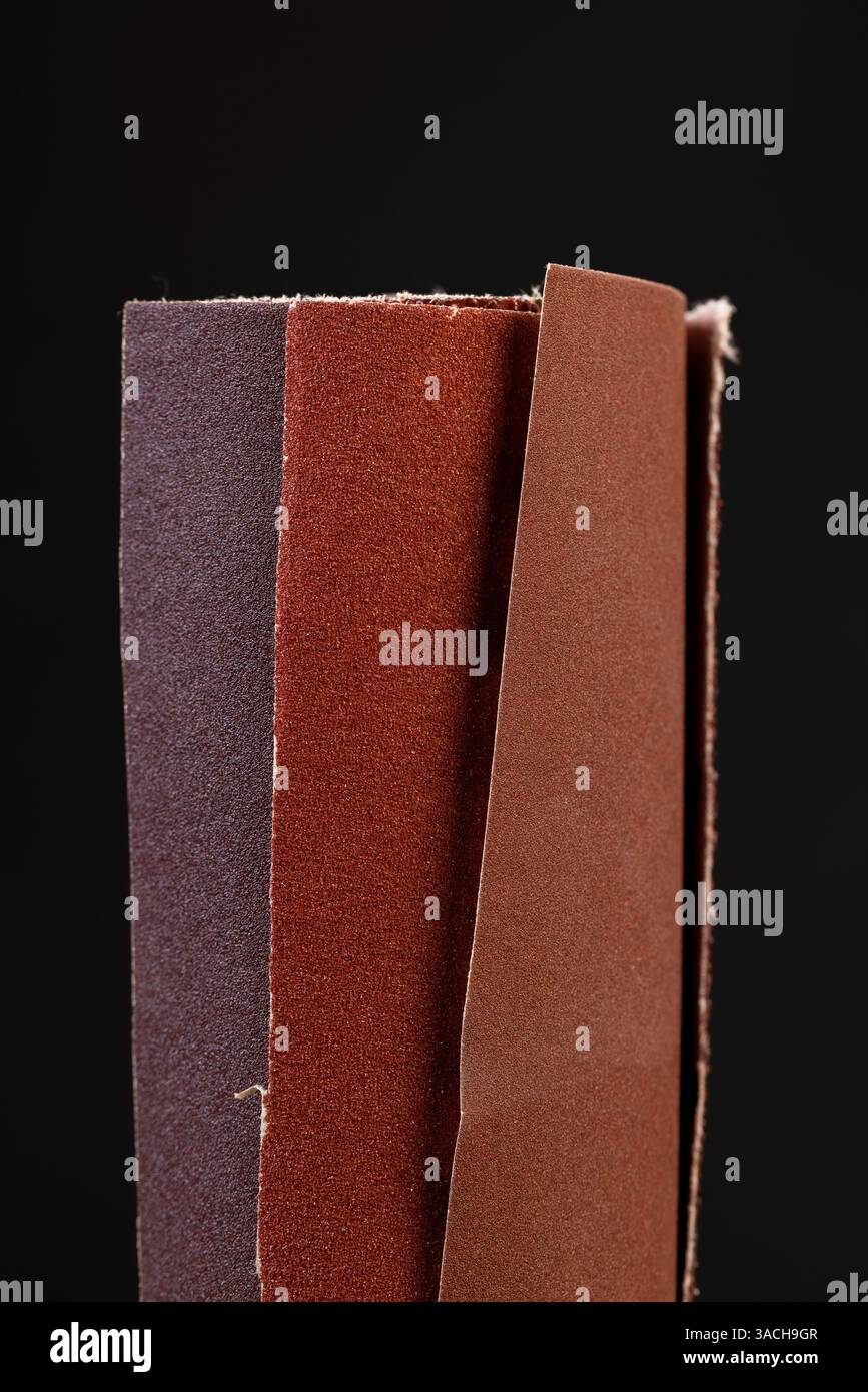 sandpaper for different types of polishing closeup, three different ...