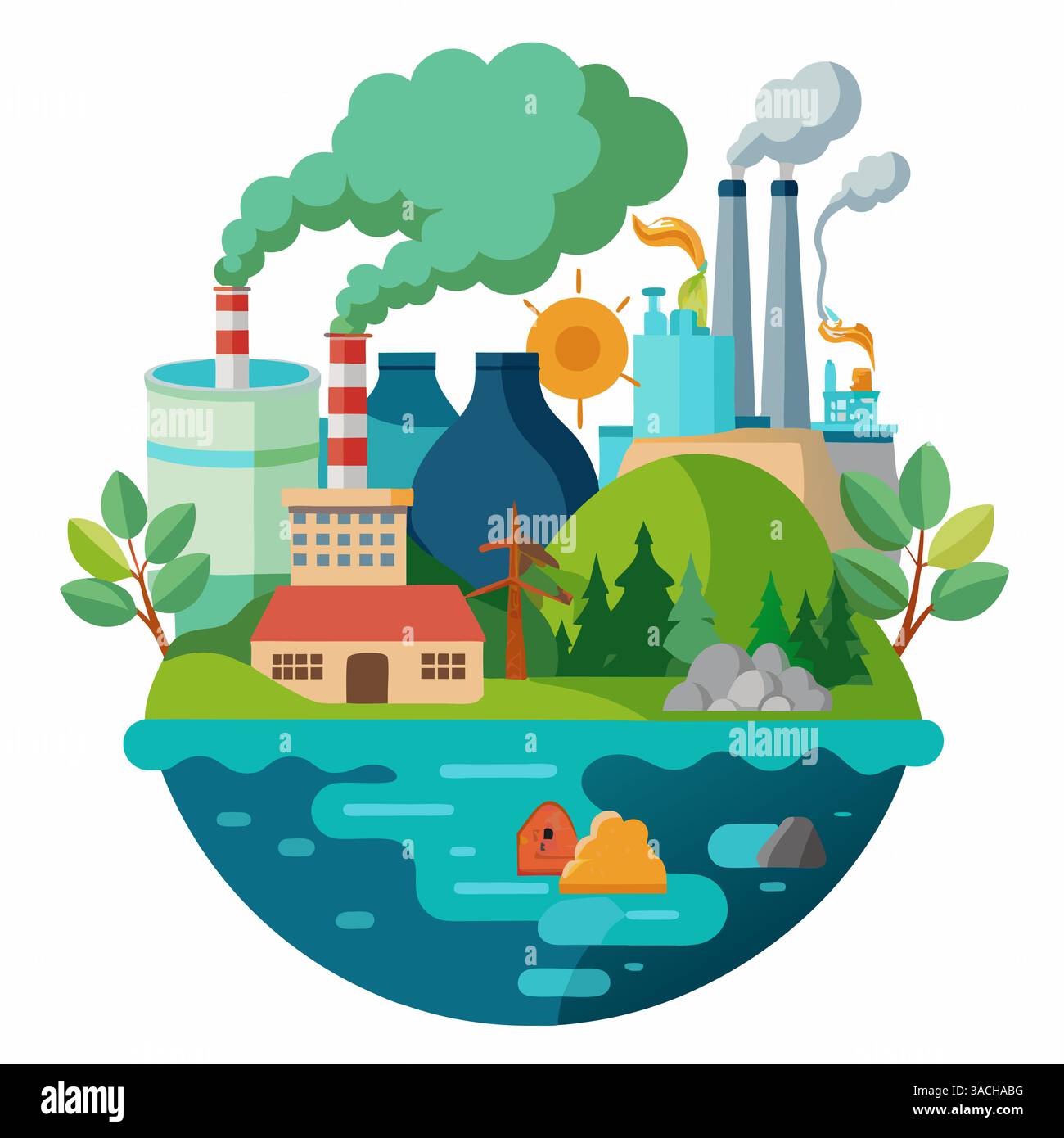 Drawing showing the damage environmental pollution causes to our world ...