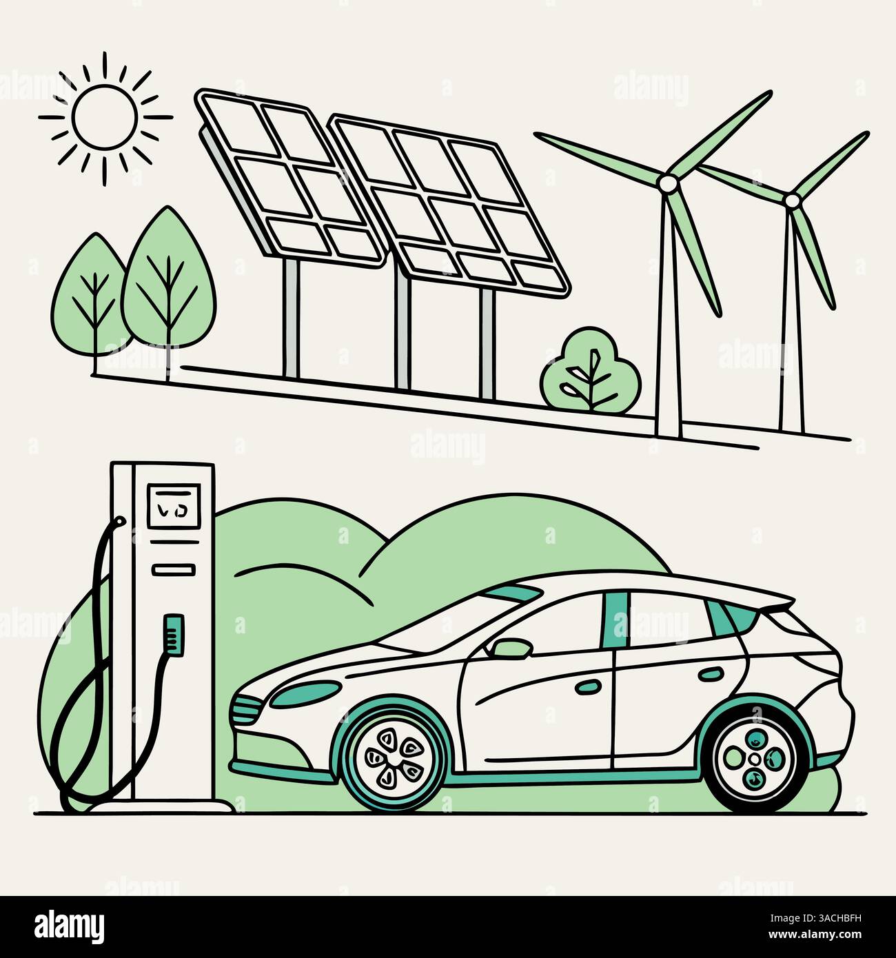 Clean energy for electric vehicles, environmentally friendly nature ...