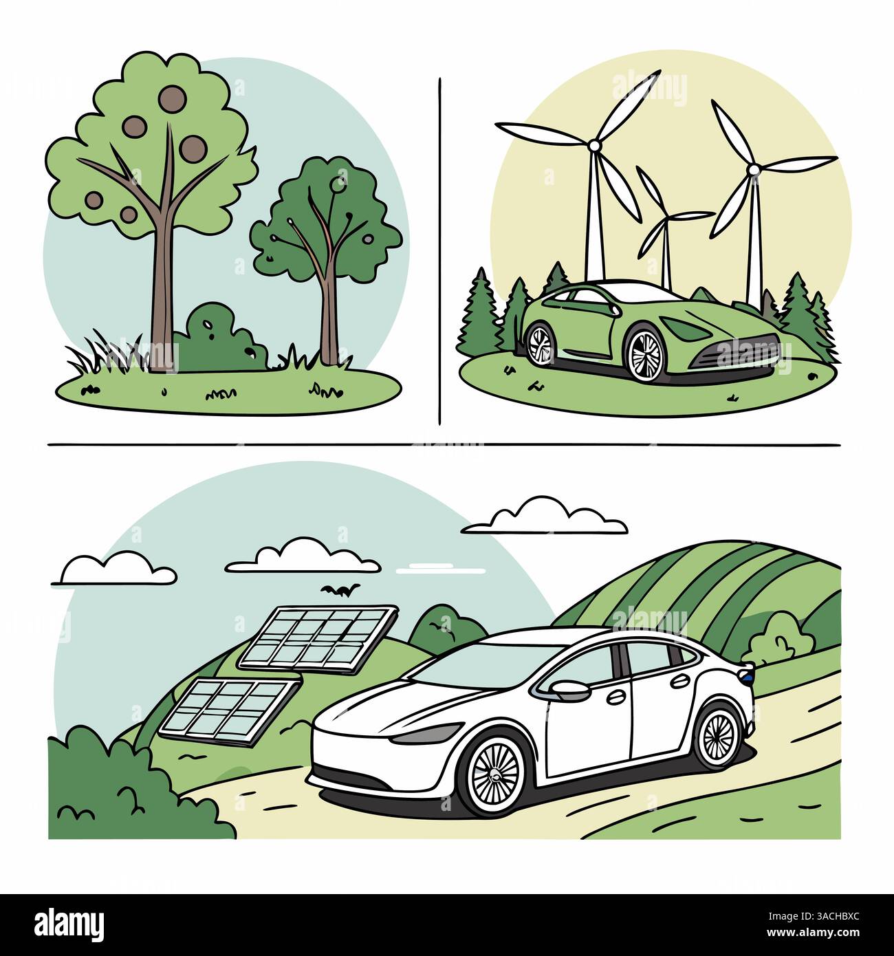 Clean energy for electric vehicles, environmentally friendly nature ...