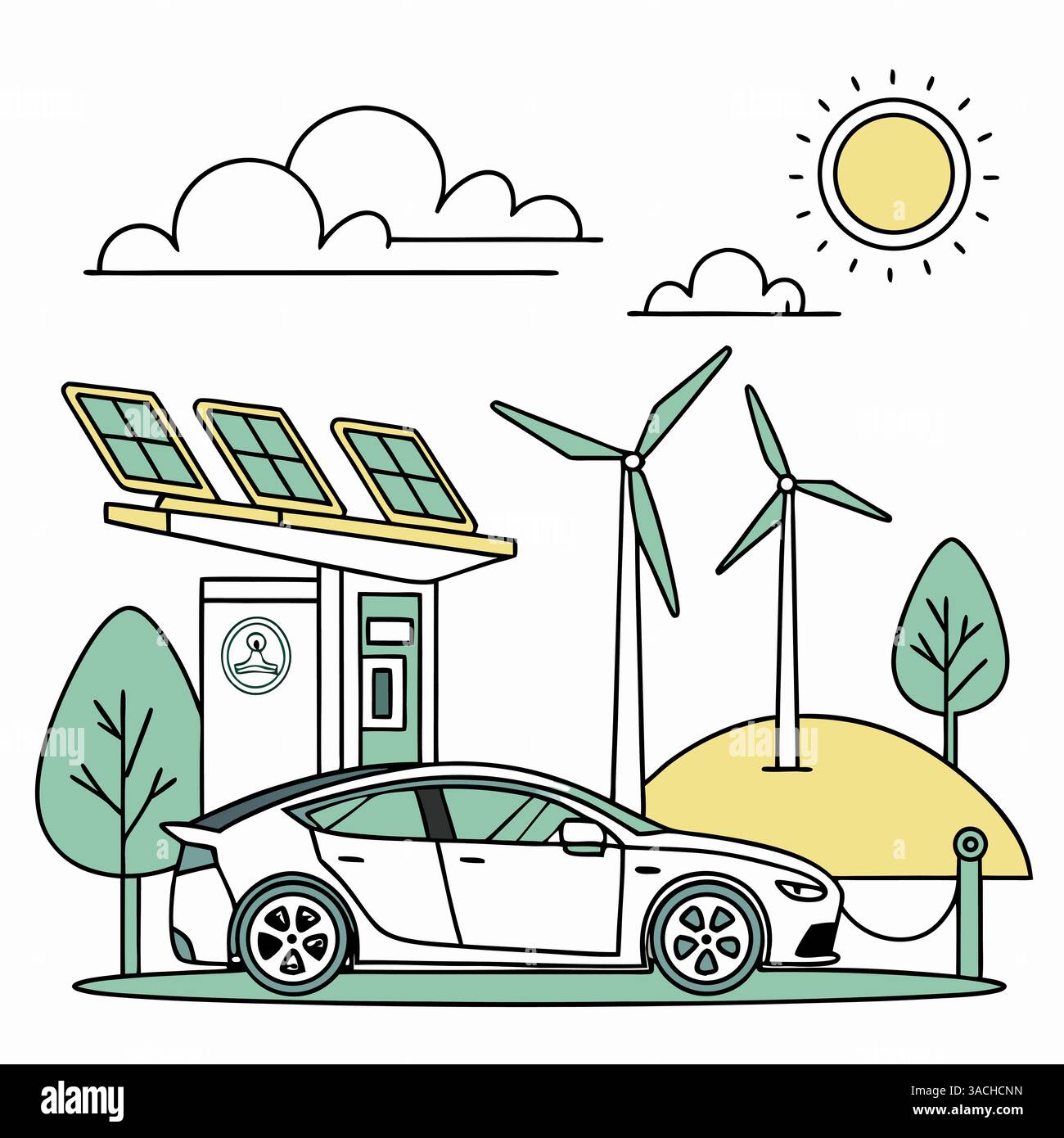 Clean energy for electric vehicles, environmentally friendly nature ...