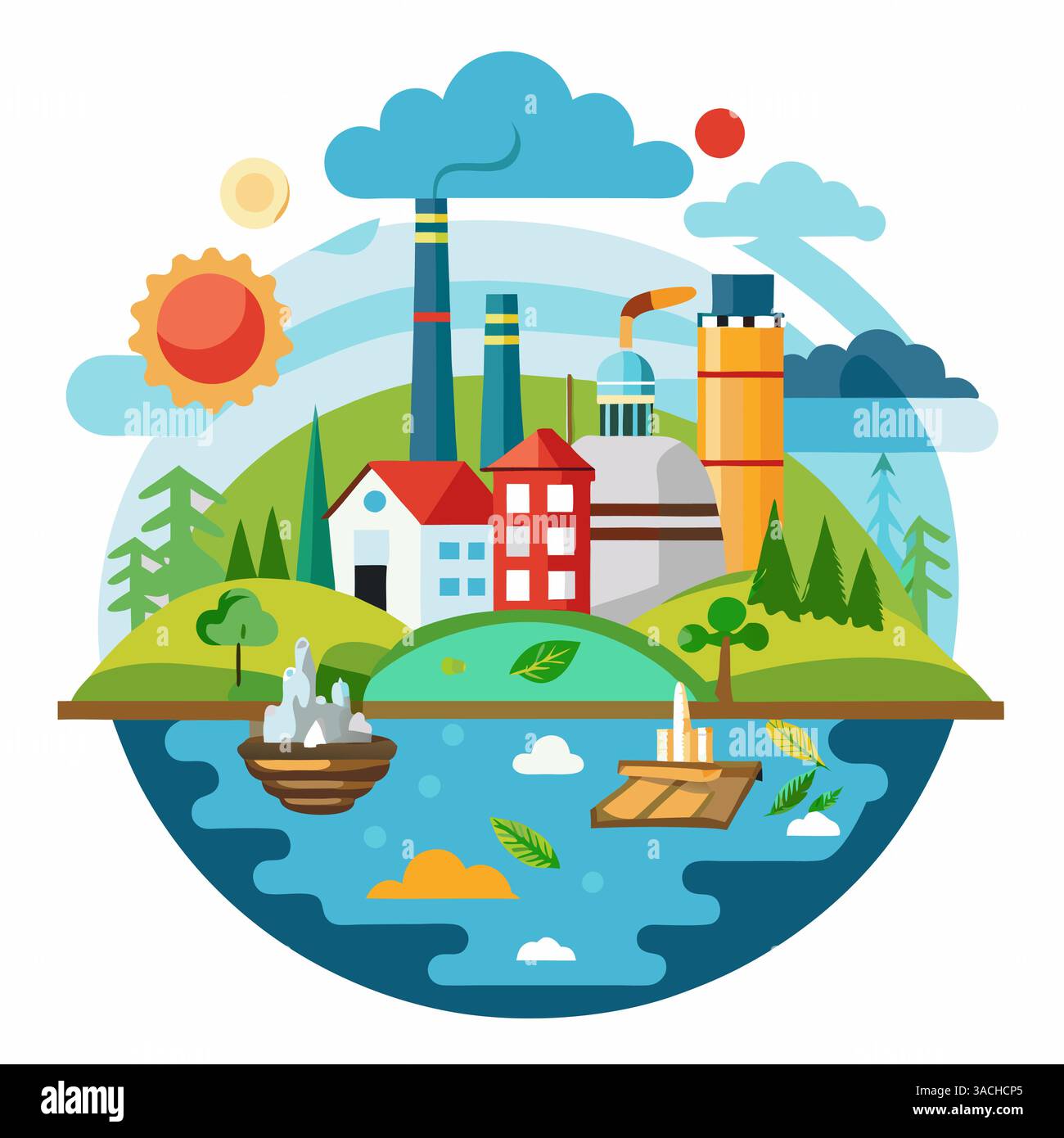 Drawing showing the damage environmental pollution causes to our world ...