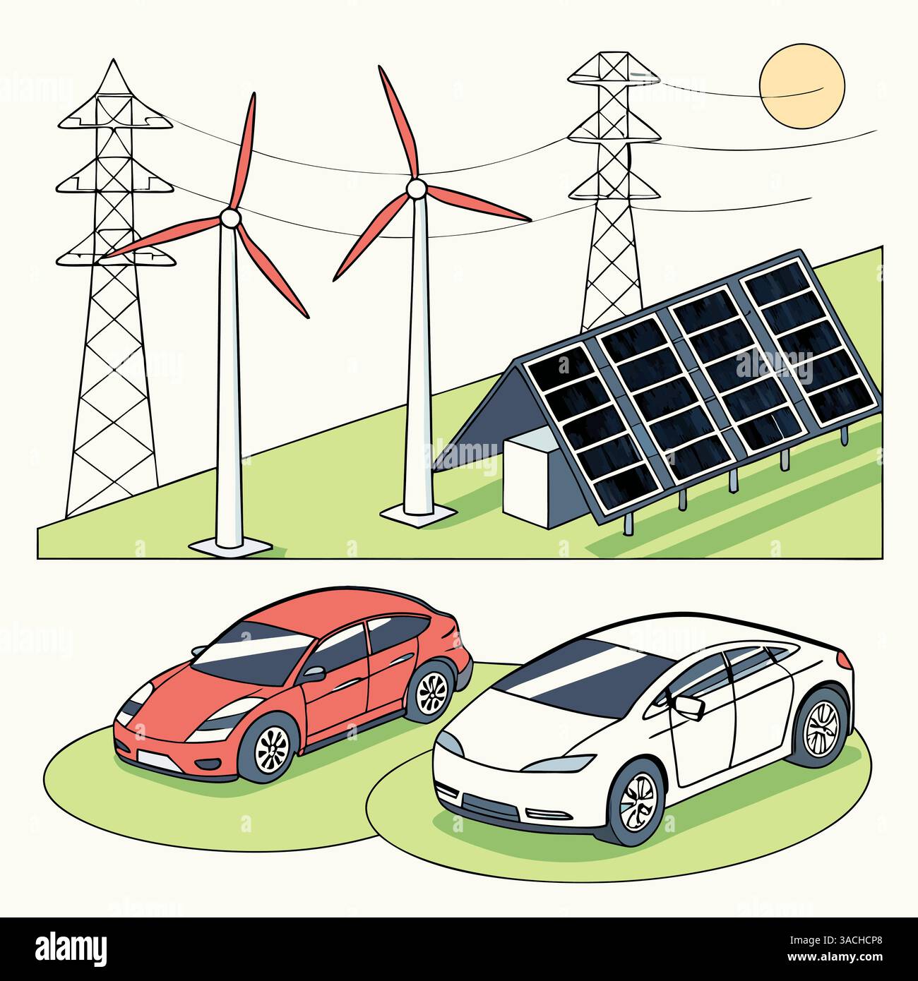 Clean energy for electric vehicles, environmentally friendly nature ...