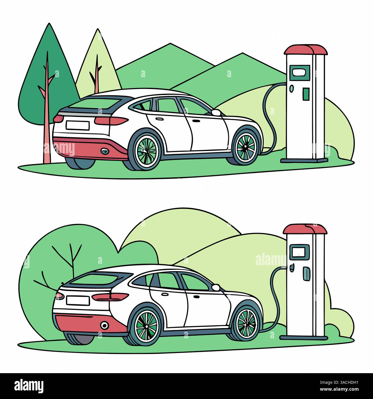 Clean energy for electric vehicles, environmentally friendly nature ...
