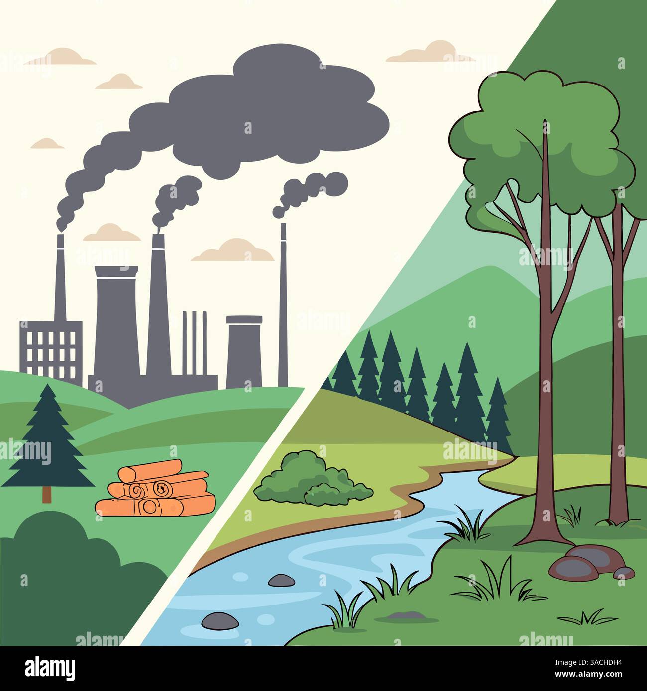 Drawing showing the damage environmental pollution causes to our world ...