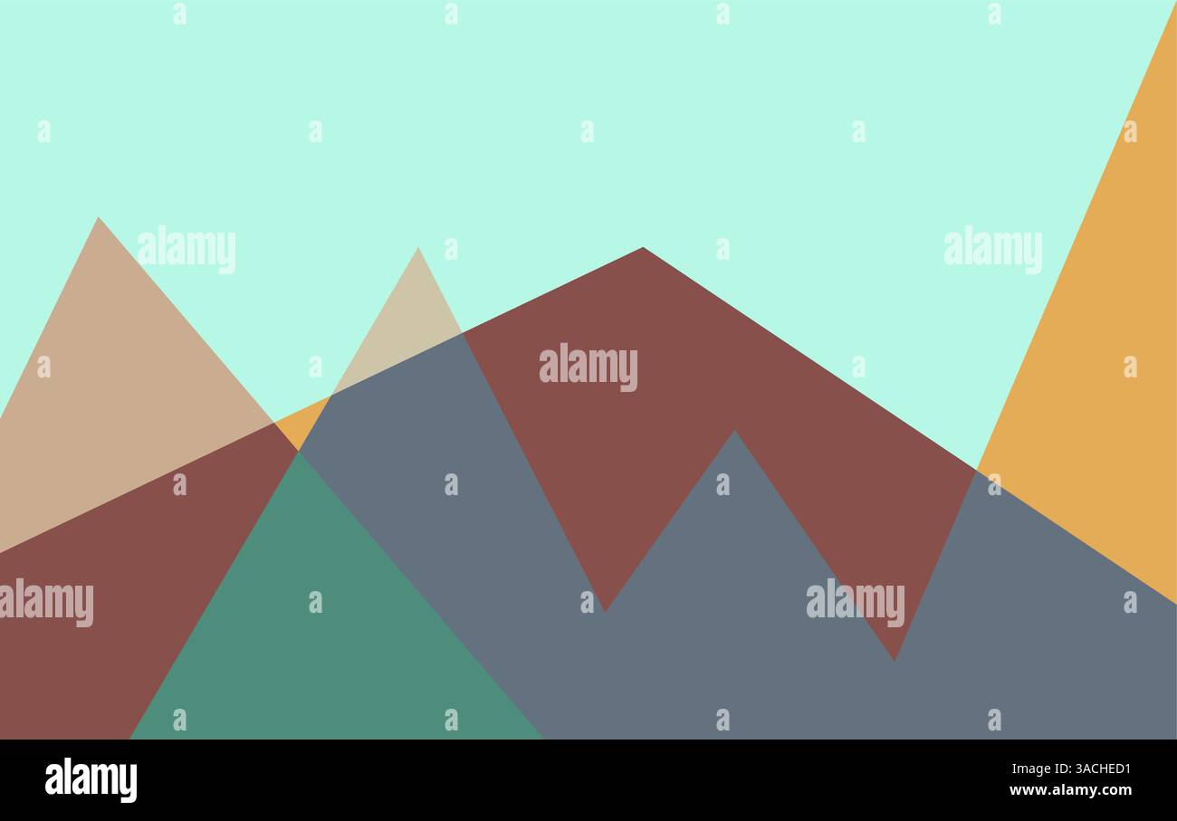 Mountains With Sun Abstract flat color illustration. Abstract simple ...