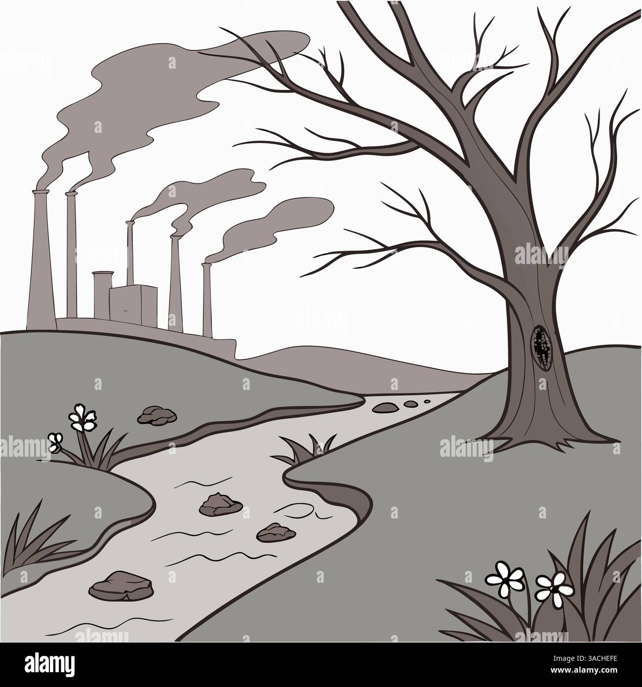 Drawing showing the damage environmental pollution causes to our world ...