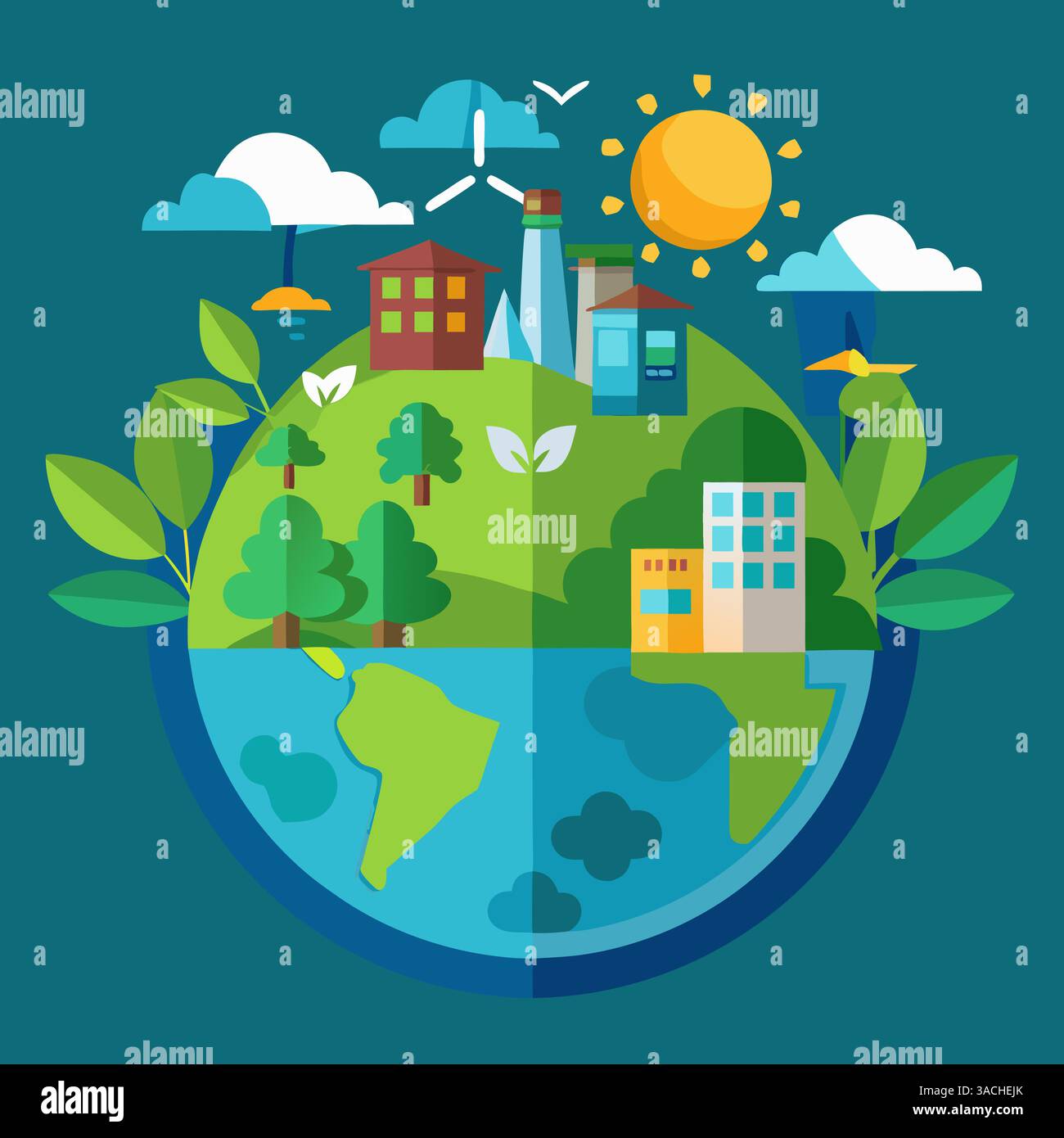 Drawing showing the damage environmental pollution causes to our world ...
