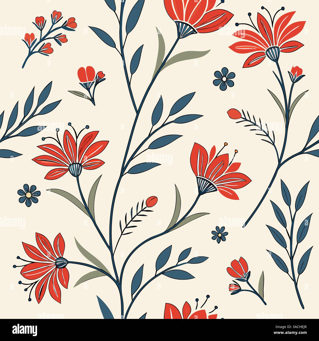 Seamless perfect pattern with small flower motifs in various shades ...