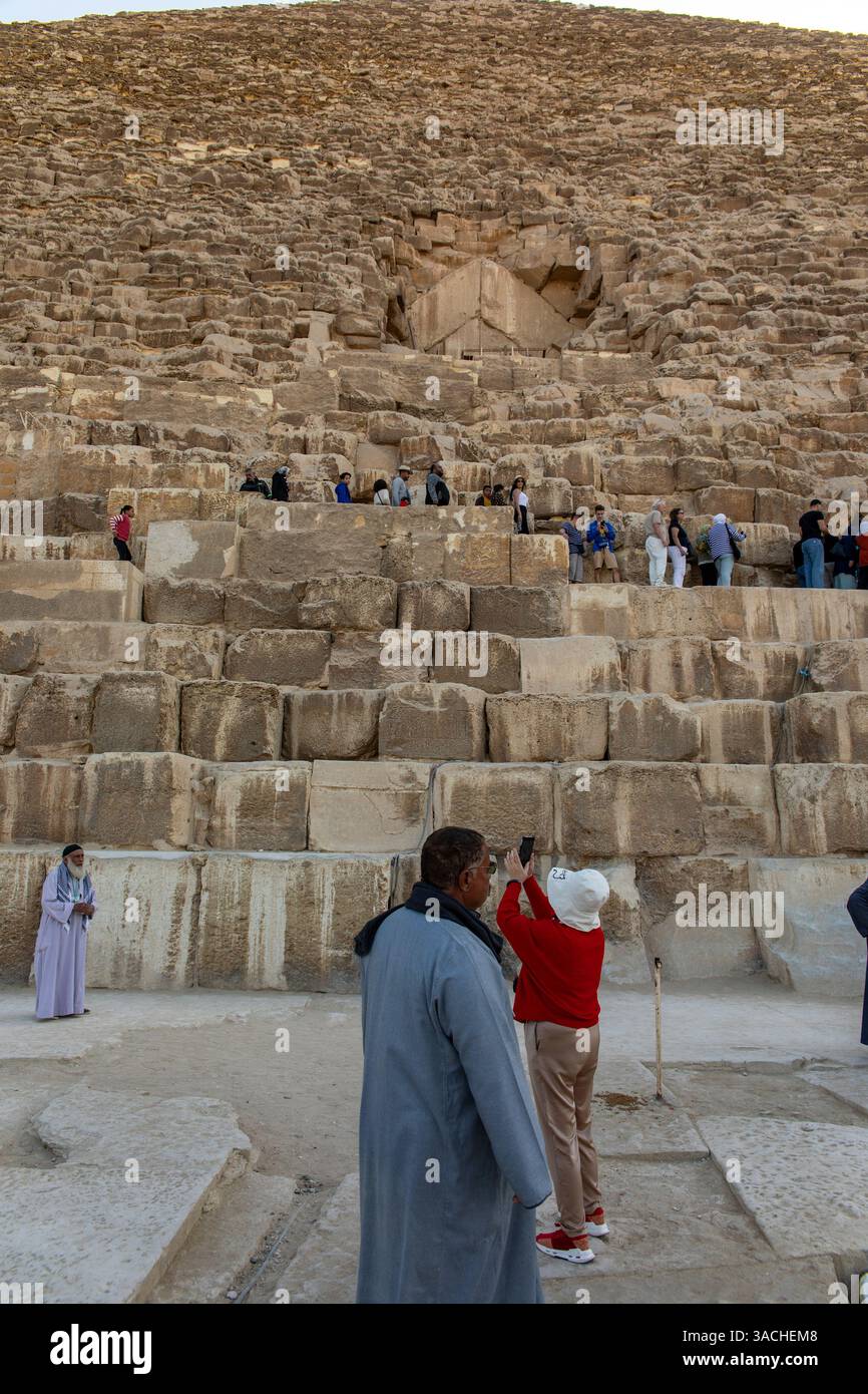 Giza, Egypt; January 20, 2024: Join visitors at the Great Pyramid of ...