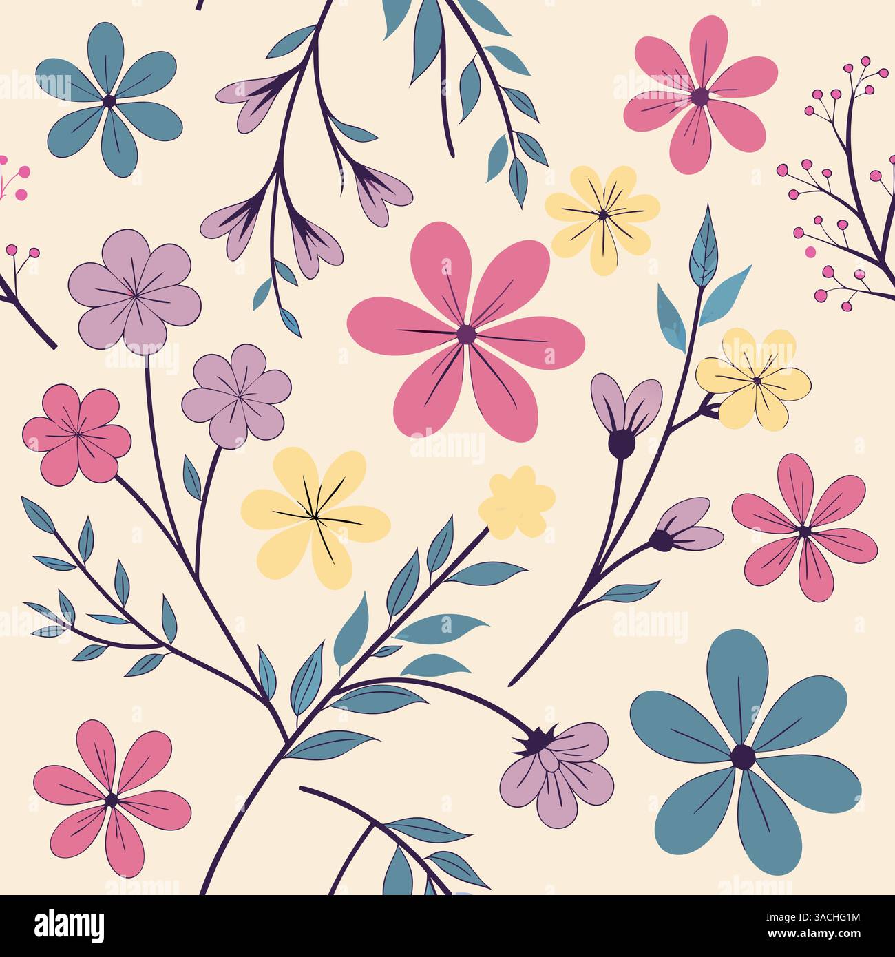 Seamless perfect pattern with small flower motifs in various shades ...