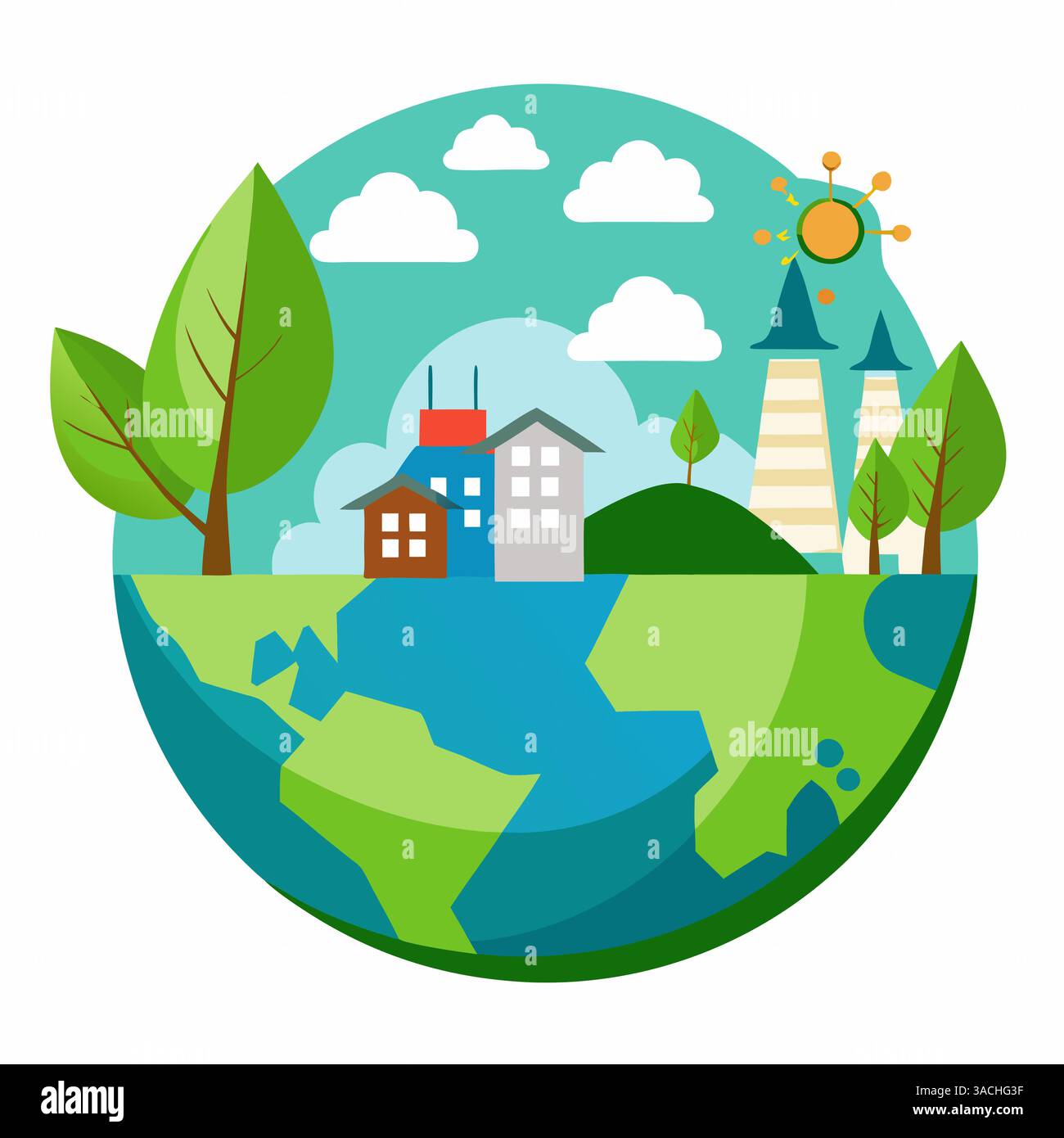 Drawing showing the damage environmental pollution causes to our world ...