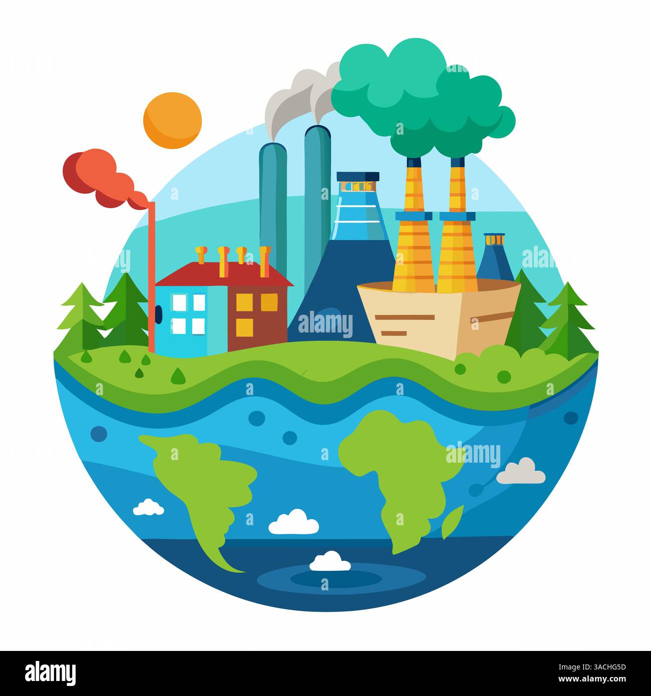 Drawing showing the damage environmental pollution causes to our world ...