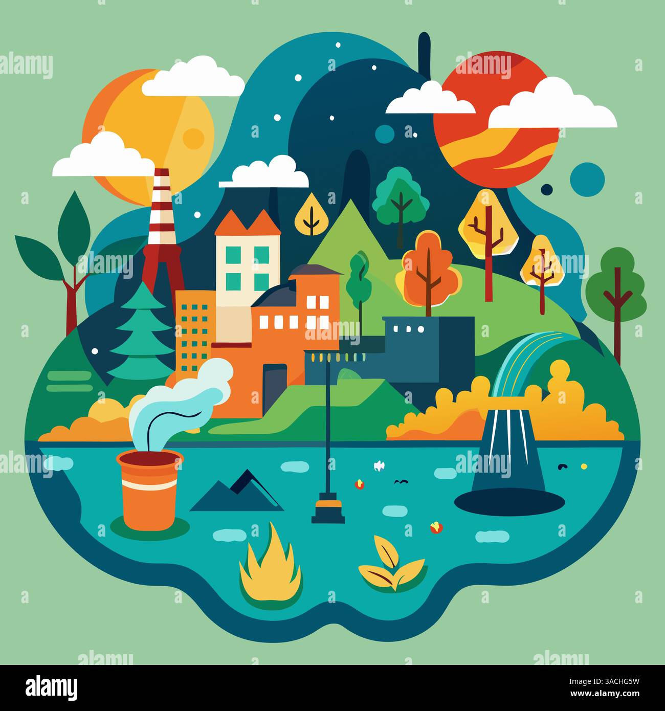 Drawing showing the damage environmental pollution causes to our world ...