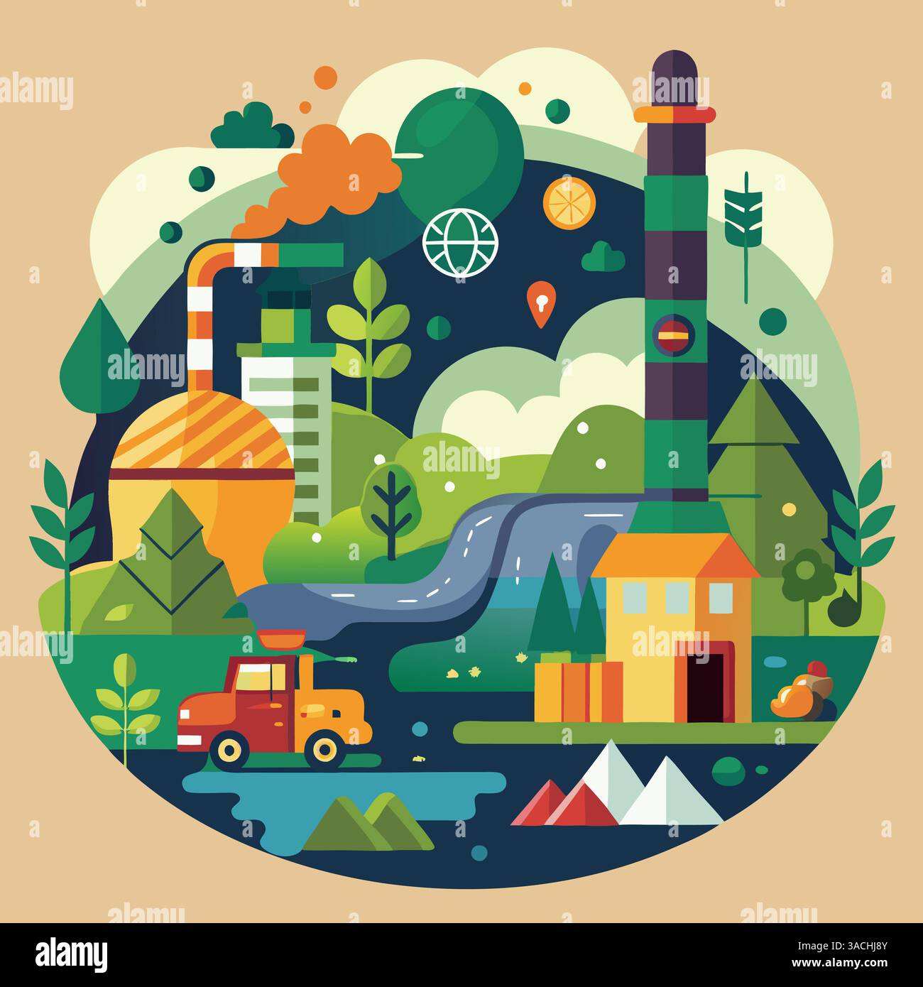 Drawing showing the damage environmental pollution causes to our world ...