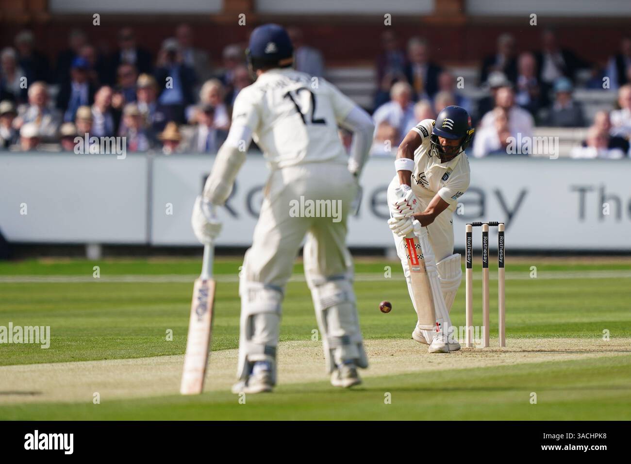 Middlesex's Nathan Fernandes in action on day one of the Rothesay ...