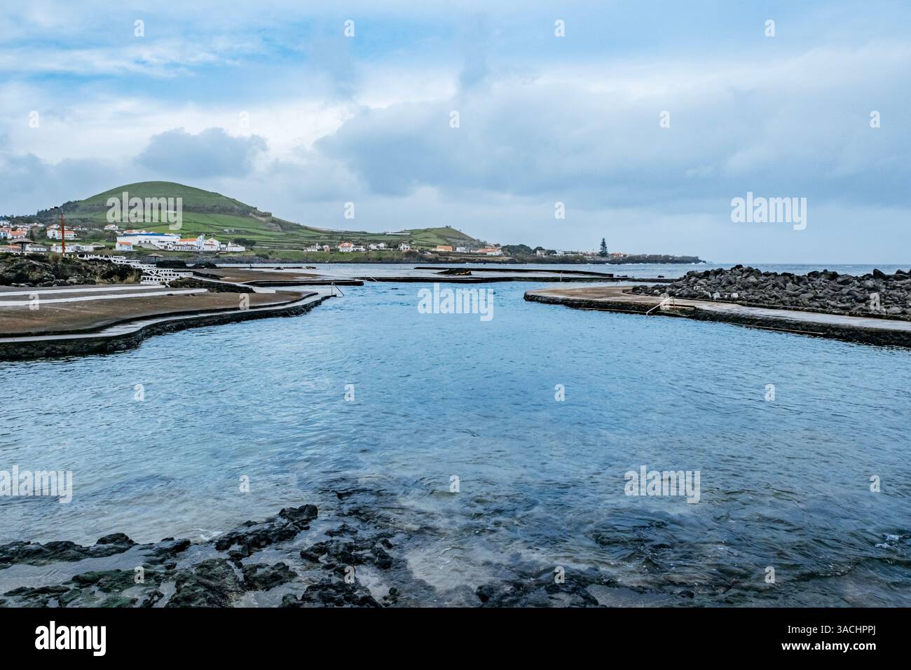 A stunning view of natural rock pools in Terceira, Azores, where the ...