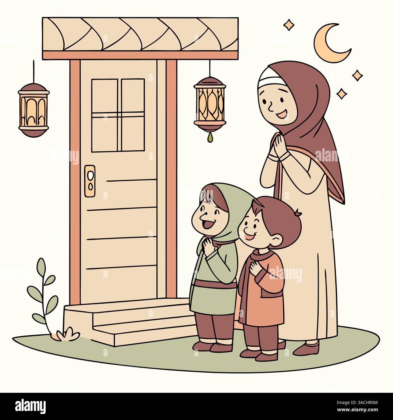 Drawing of people breaking their fast together in Ramadan Stock Vector ...