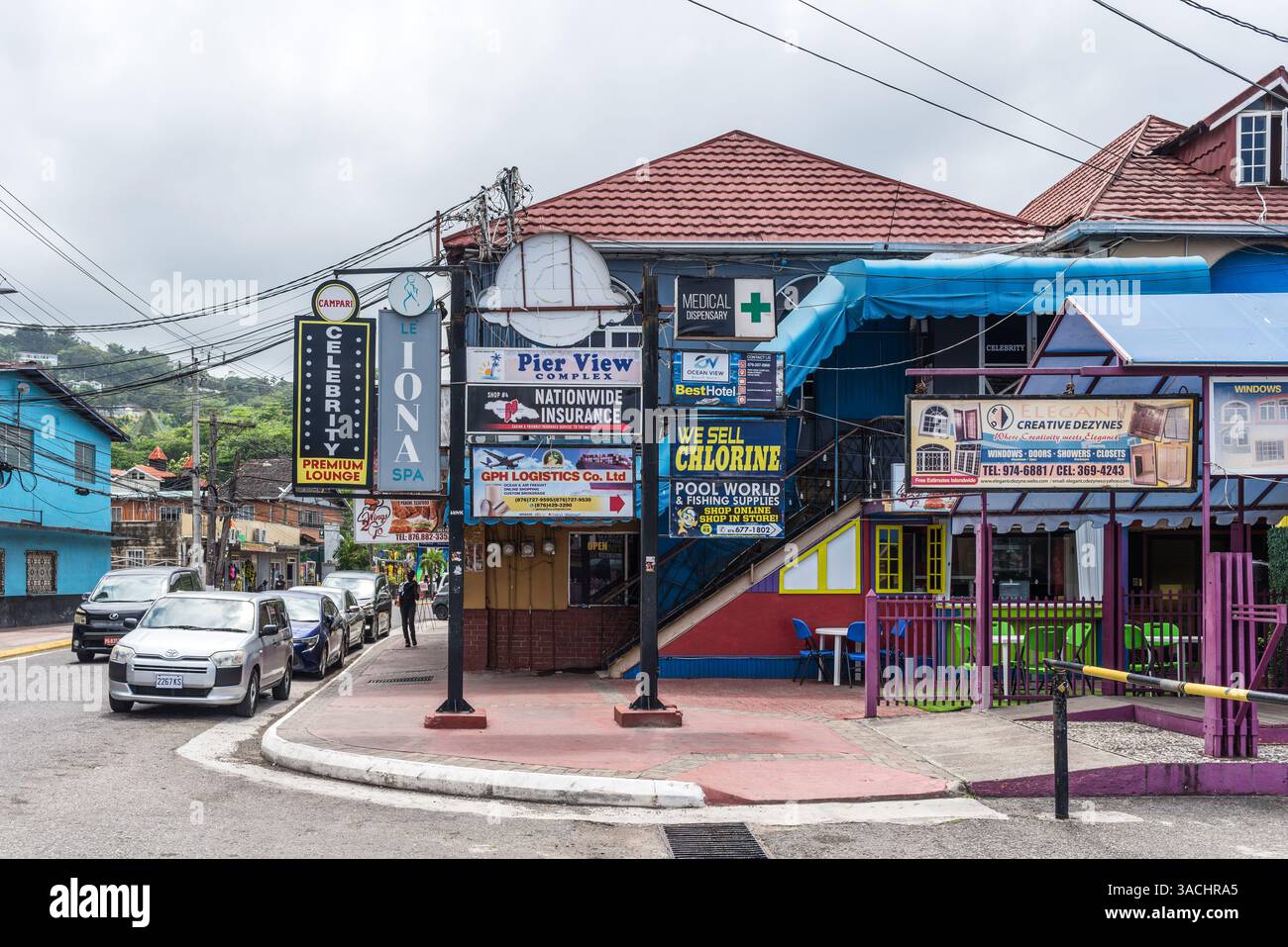 Ocho Rios, Jamaica - April 9, 2024: Daytime street view of Ocho Rios ...