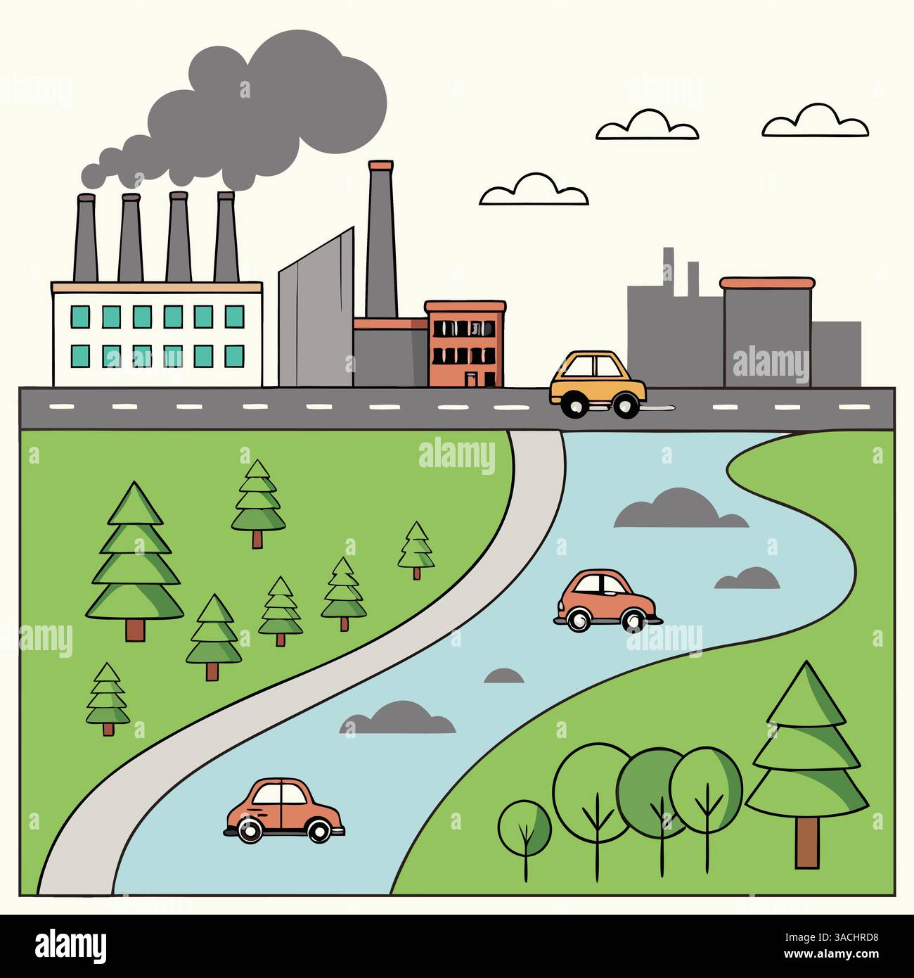 Drawing showing the damage environmental pollution causes to our world ...