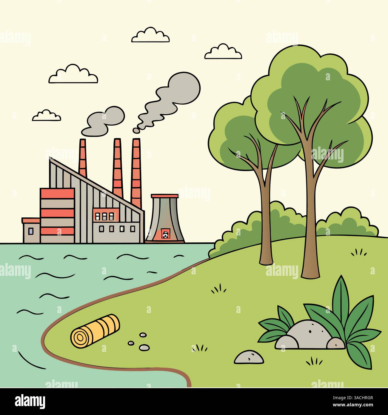 Drawing showing the damage environmental pollution causes to our world ...