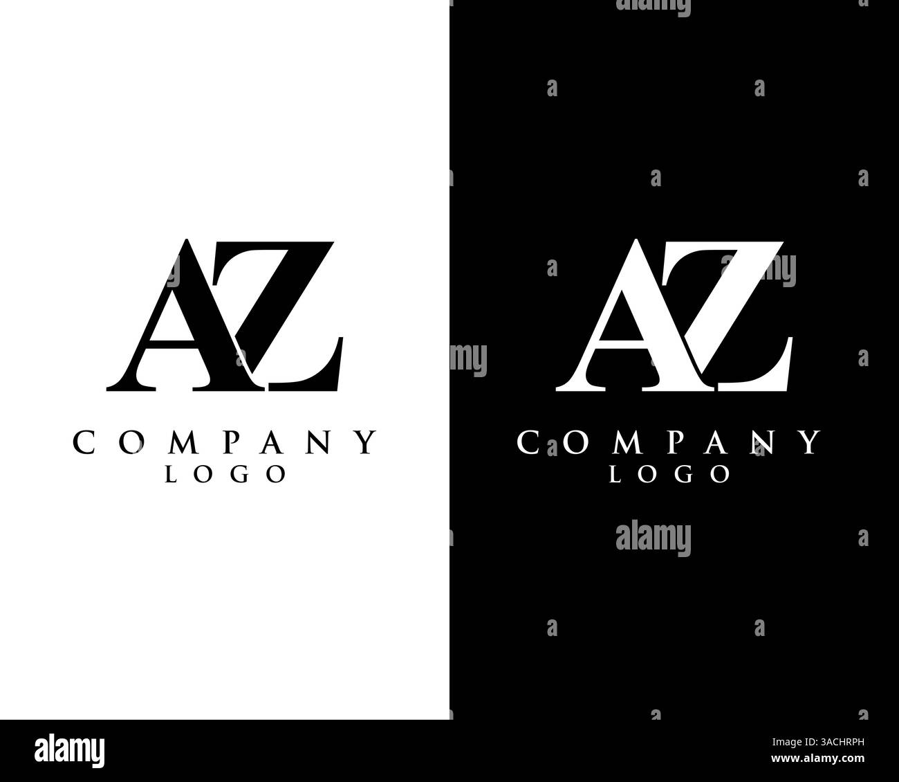 az, za modern initial logo design vector, with white and black color ...