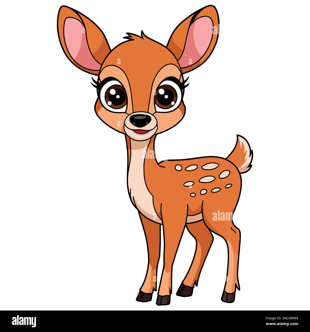 Cute deer cartoon illustration with big eyes and small antlers ...