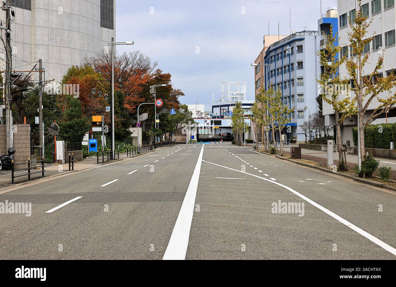 Empty road in suburbs of Osaka, Japan Stock Photo - Alamy