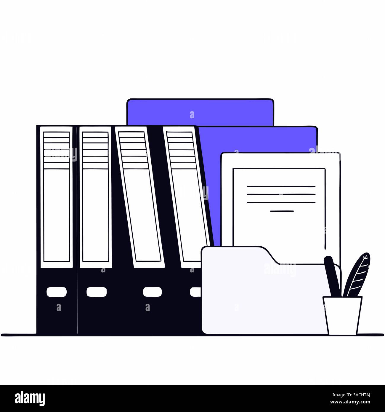 A drawing showing files in filing cabinets in an office environment ...