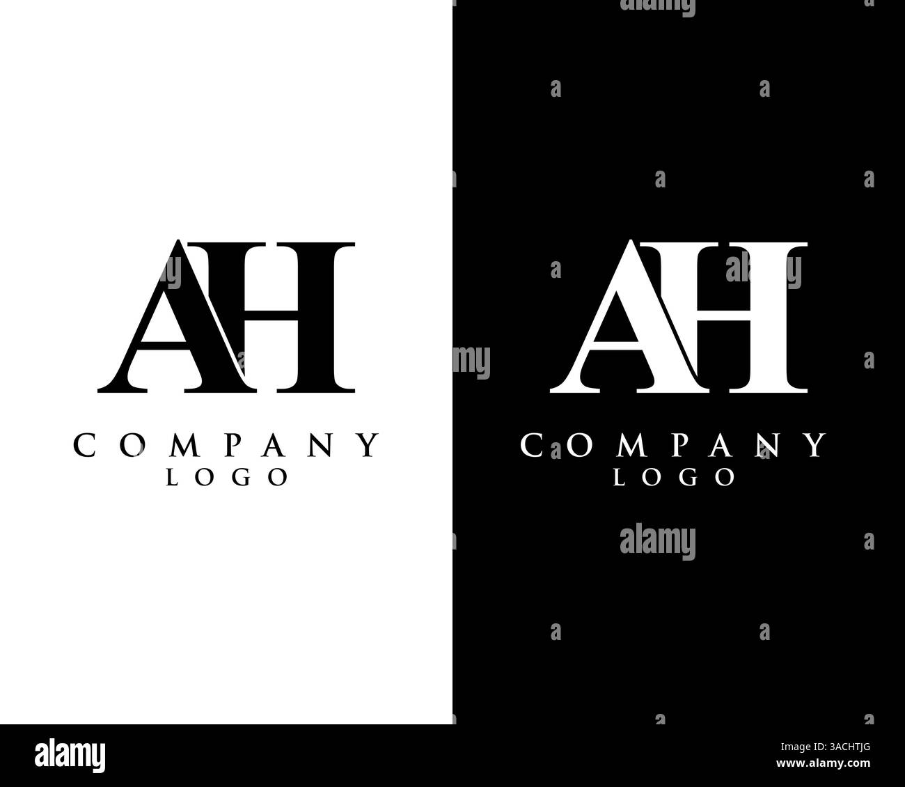 ah, ha modern initial logo design vector, with white and black color ...