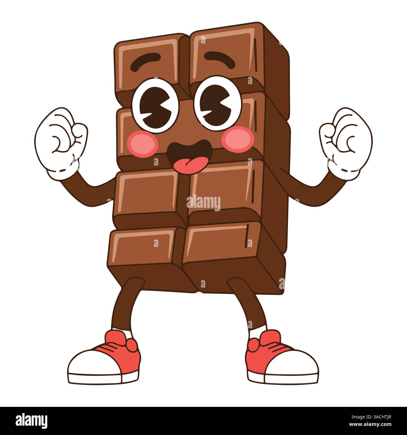 Cute chocolate bar character with a funny face, looking strong and ...