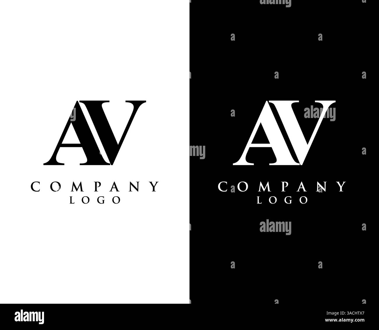 av, va modern initial logo design vector, with white and black color ...