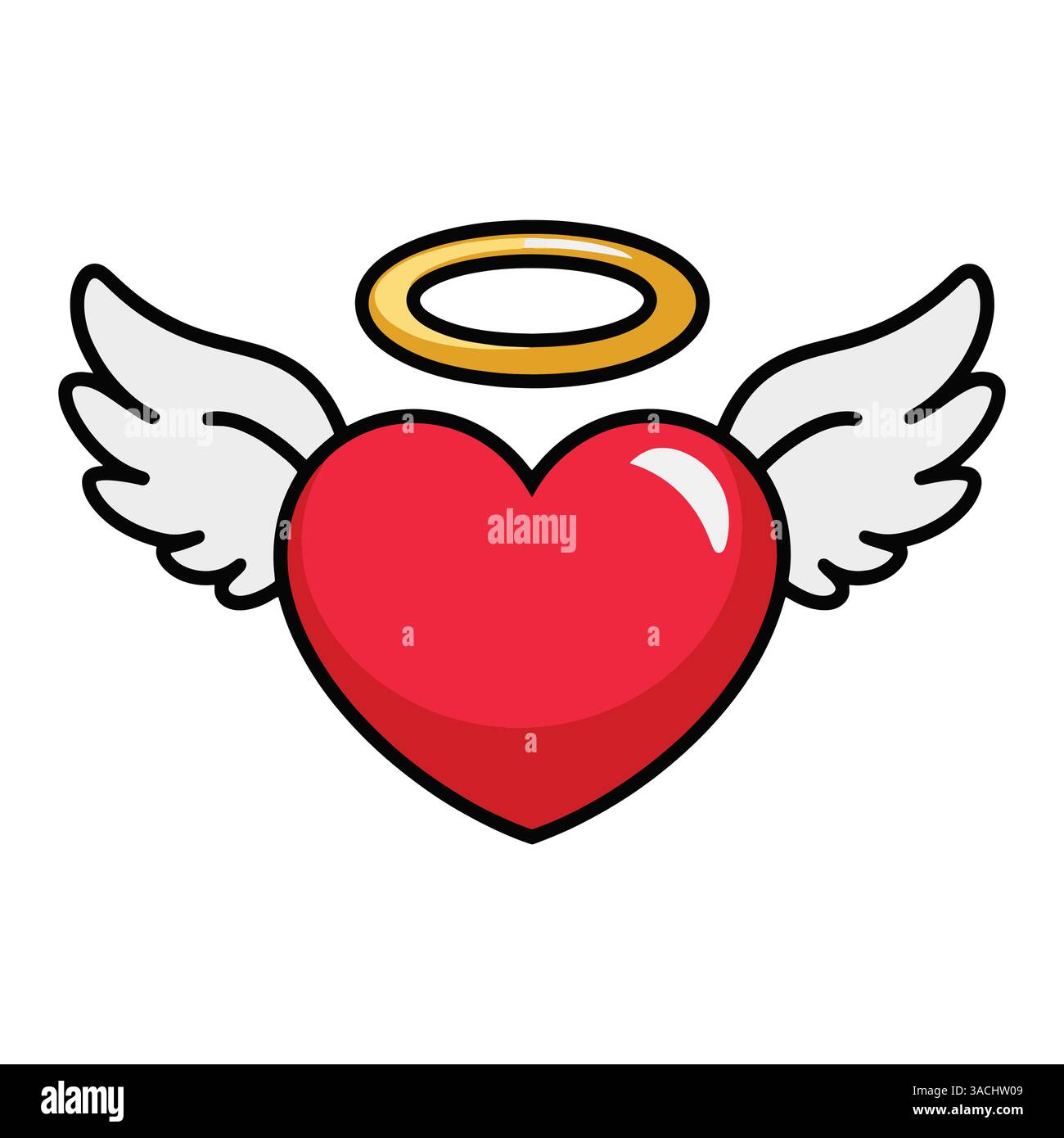 Cute heart with wings and halo icon. Adorable design perfect for love ...