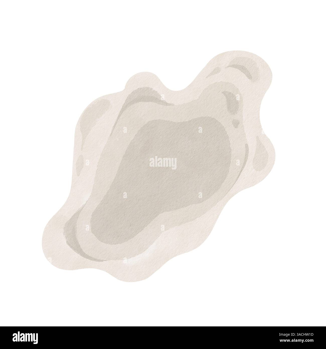 Watercolor spot. Beige stone. Puddle with liquid. Fossil with time ...