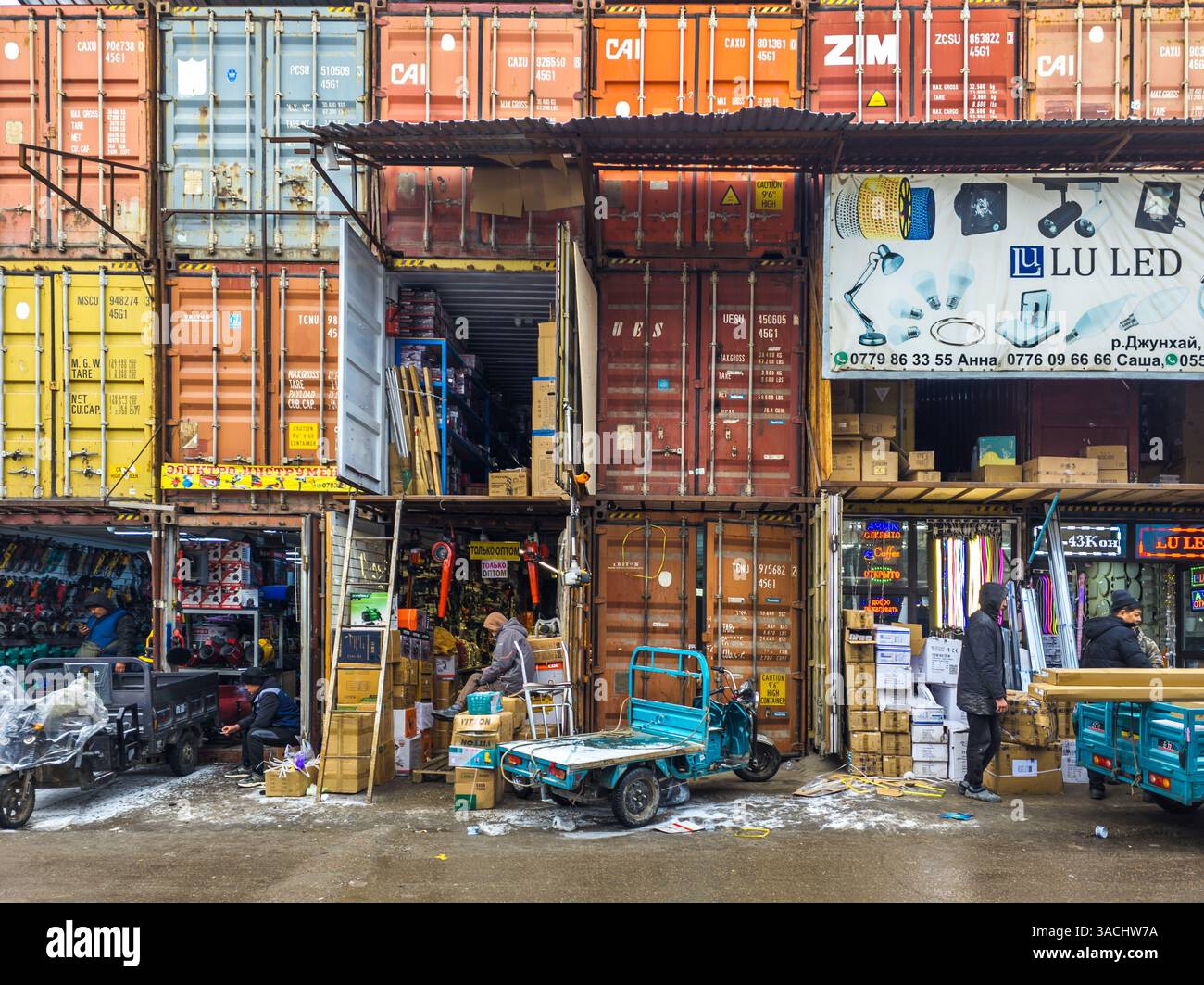 Colorful shipping containers are ingeniously reused to create a multi ...