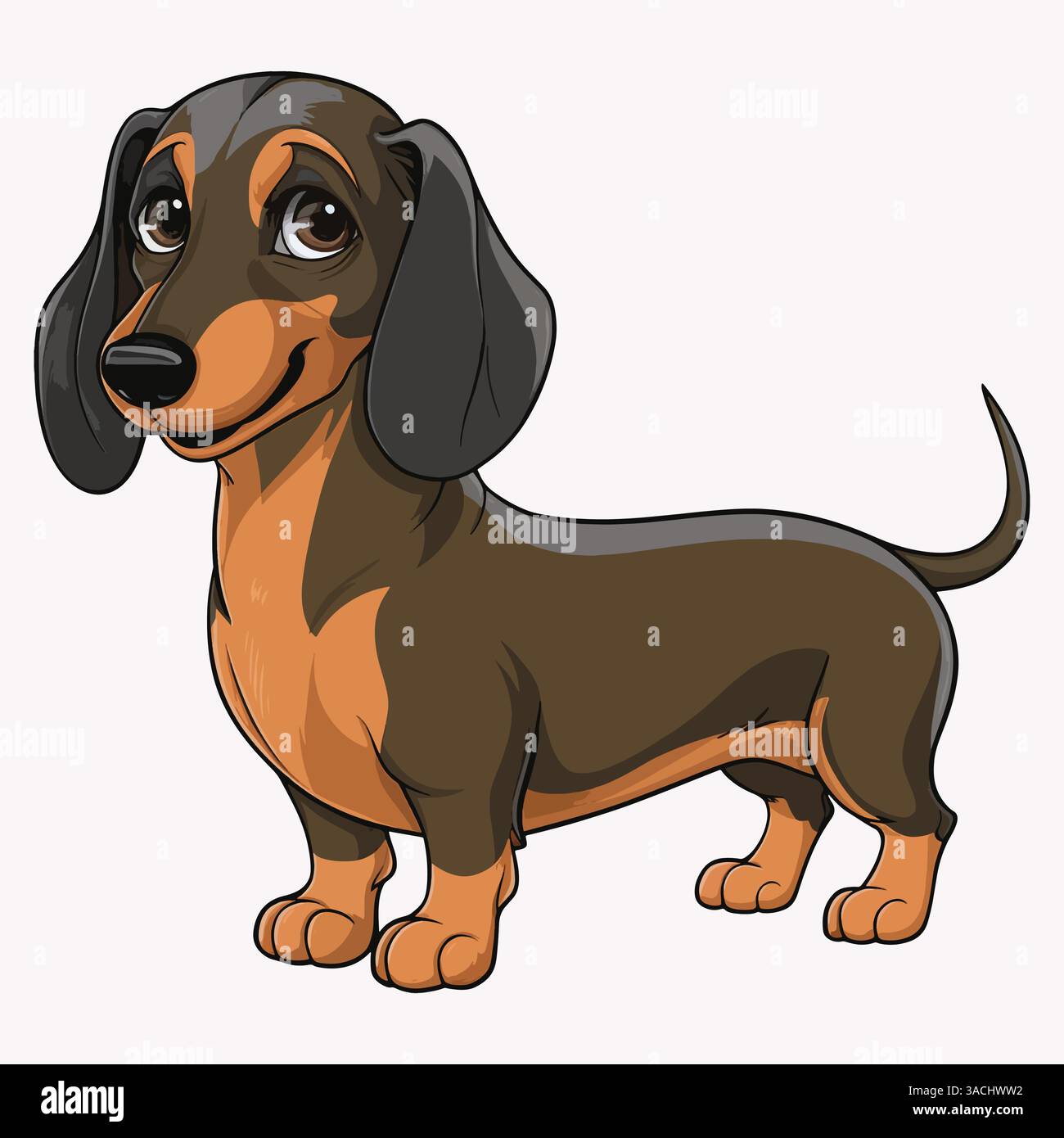 Dachshund cartoon vector illustration, showcasing a playful dog in a ...