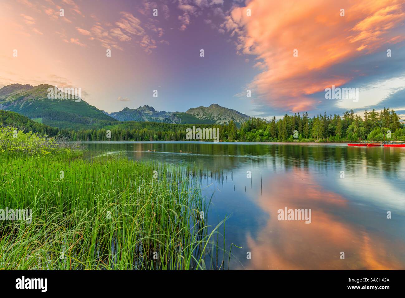Awesome nature landscape. Beautiful scene with high Tatra mountain ...
