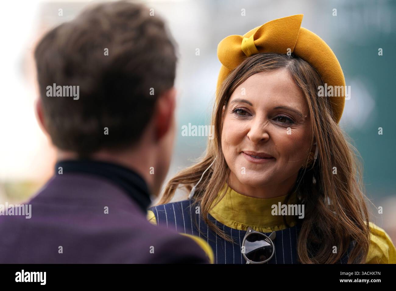 BBC Sport presenter Gina Bryce (right) interviewing jockey Paul Townend ...