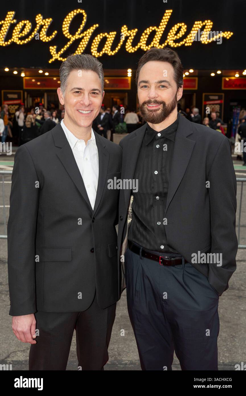 NEW YORK, NEW YORK - APRIL 03: (L-R) Todd Spiewak and Jim Parsons ...