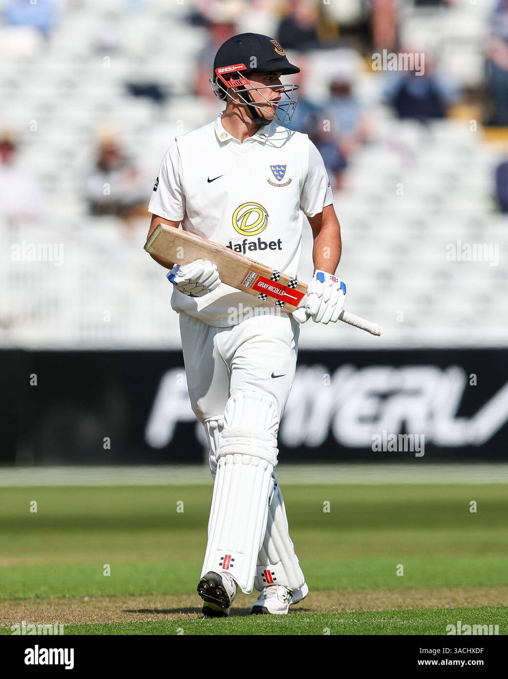 #27, Tom Clark of Sussex at the crease between balls during the ...