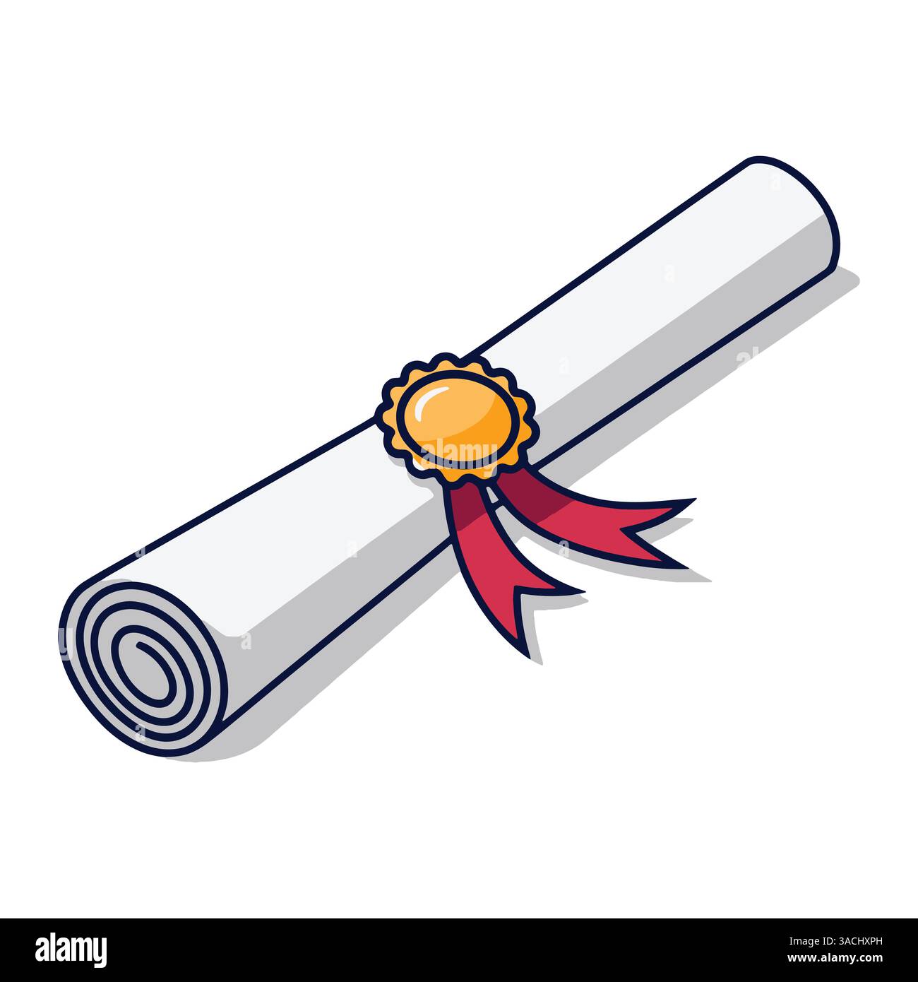 Diploma roll icon. Graduate letter with ribbon, symbolizing academic ...