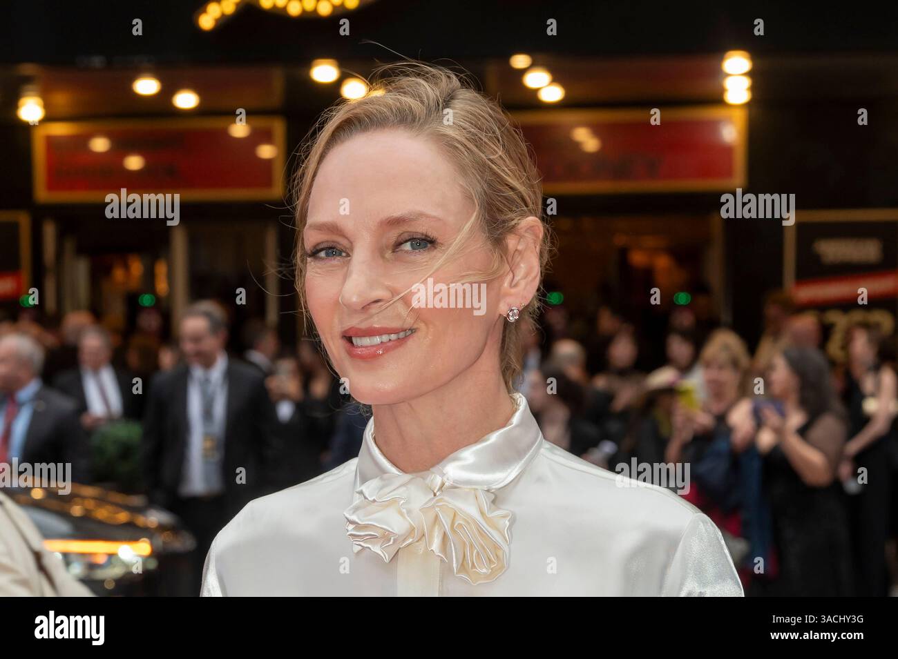 NEW YORK, NEW YORK - APRIL 03: Uma Thurman attends "Good Night, And ...