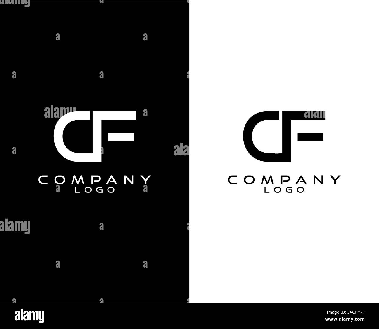 CF, FC modern logo design with white and black color that can be used ...