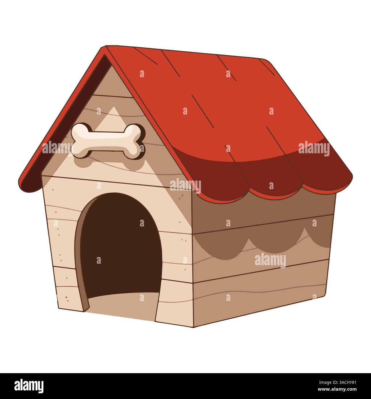 Cartoon dog house vector illustration, isolated on a white background. Ideal for pet-related ...