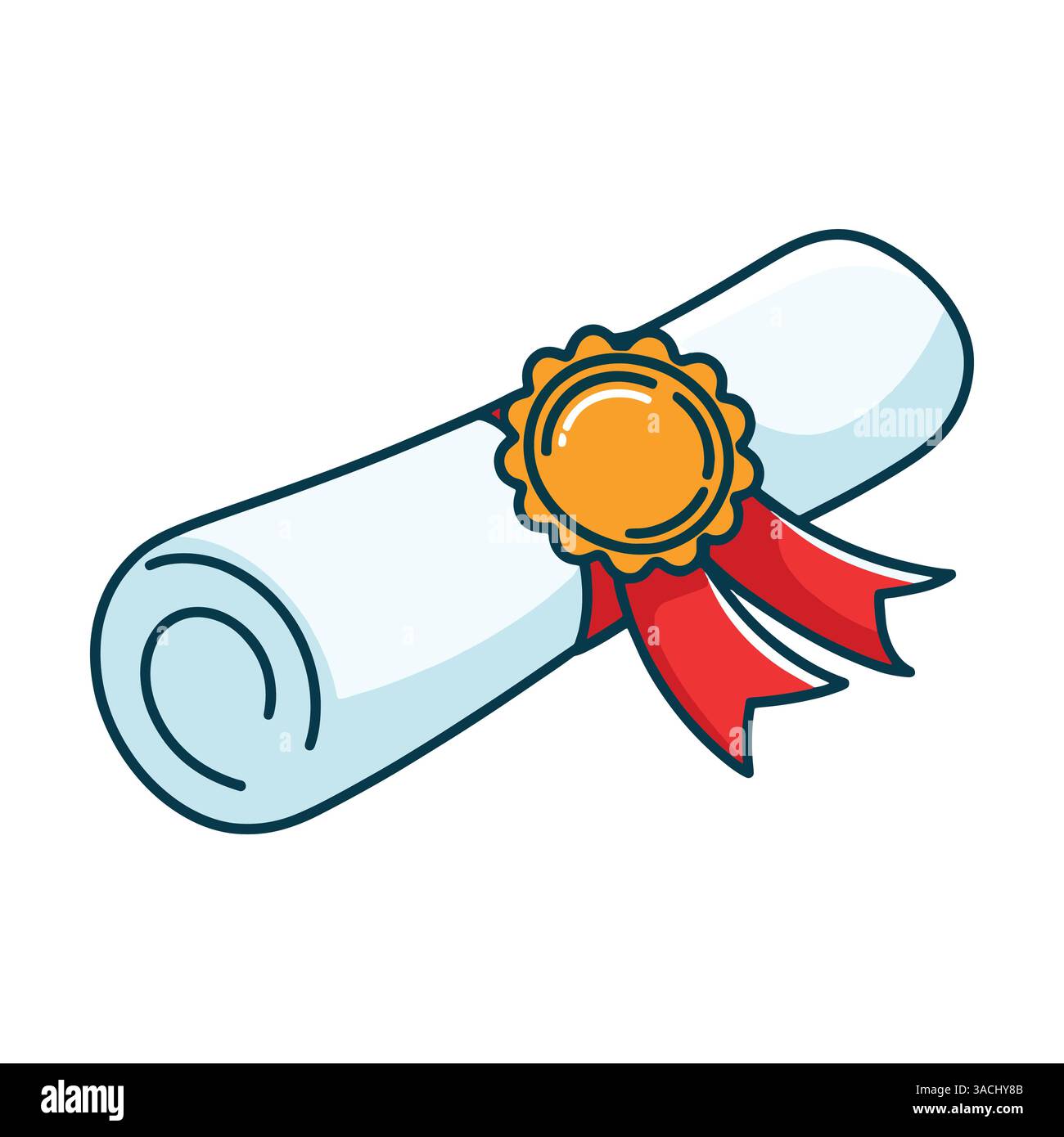 Diploma roll icon. Graduate letter with ribbon, symbolizing academic ...