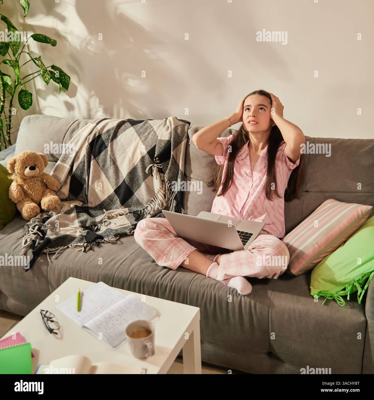 Irritated teen girl sitting hi-res stock photography and images - Alamy