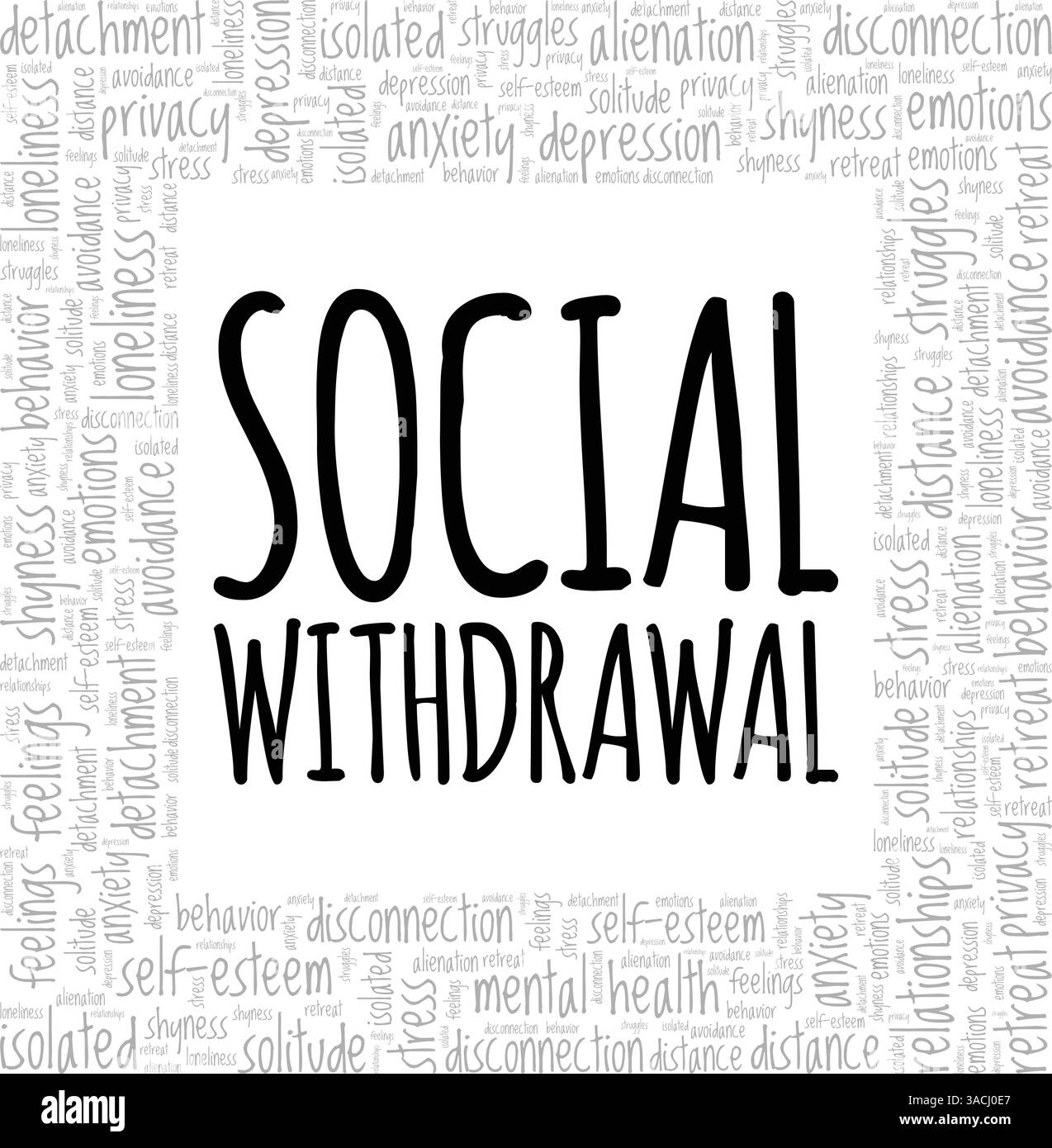 Social Withdrawal word cloud conceptual design isolated on white ...