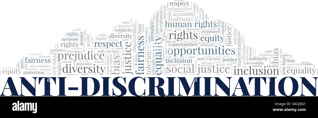 Anti-discrimination word cloud conceptual design isolated on white ...