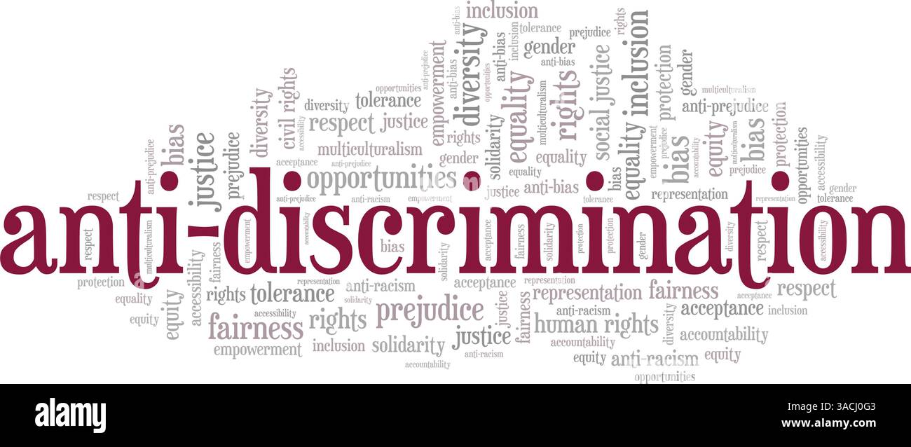Anti-discrimination word cloud conceptual design isolated on white ...