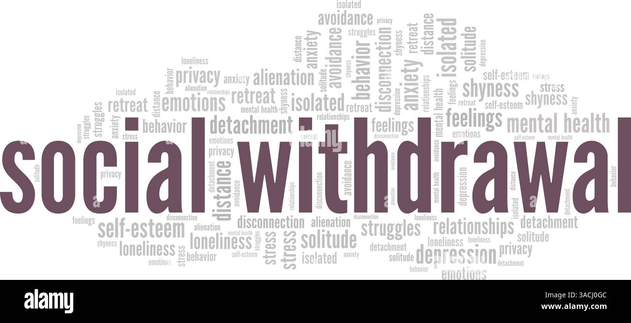 Social Withdrawal word cloud conceptual design isolated on white ...